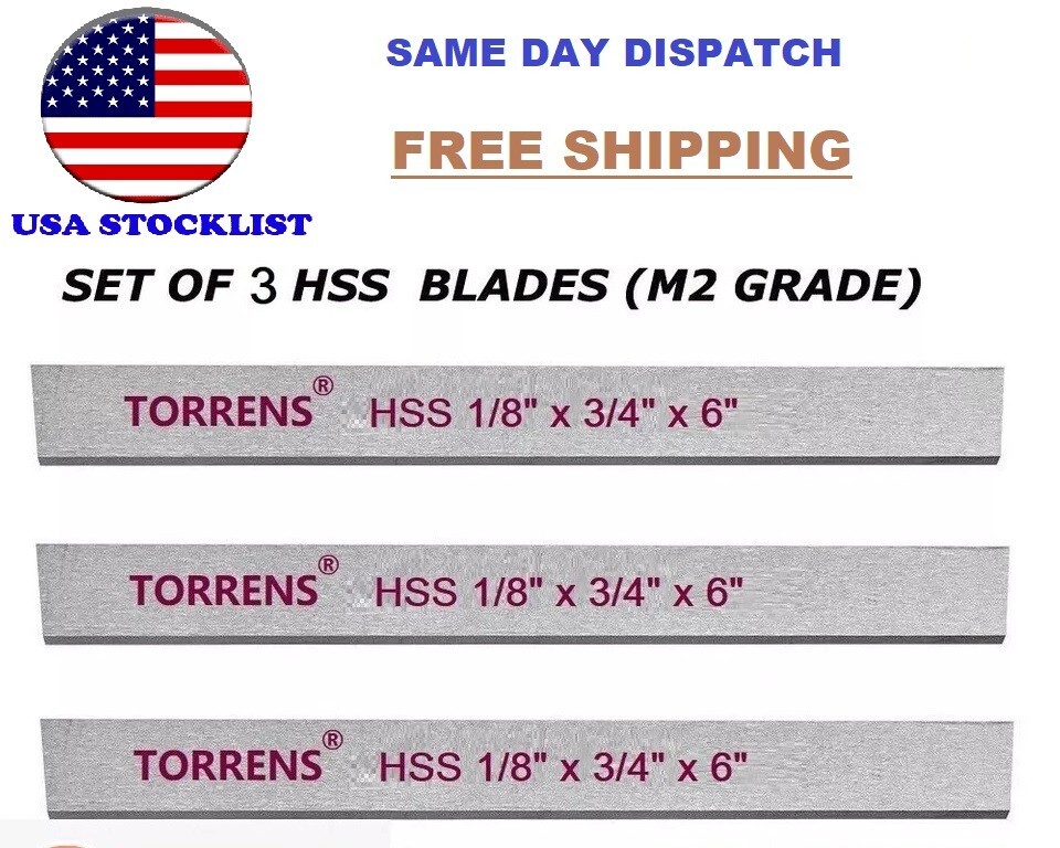 3 PCS PARTING CUT OFF TOOL HOLDER SPARE PARTING HSS BLADE 1/8 x 3/4 x 6 ...