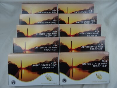 (10) 2014-S US Mint Proof Sets with COA & Box 140 Coins United States ...