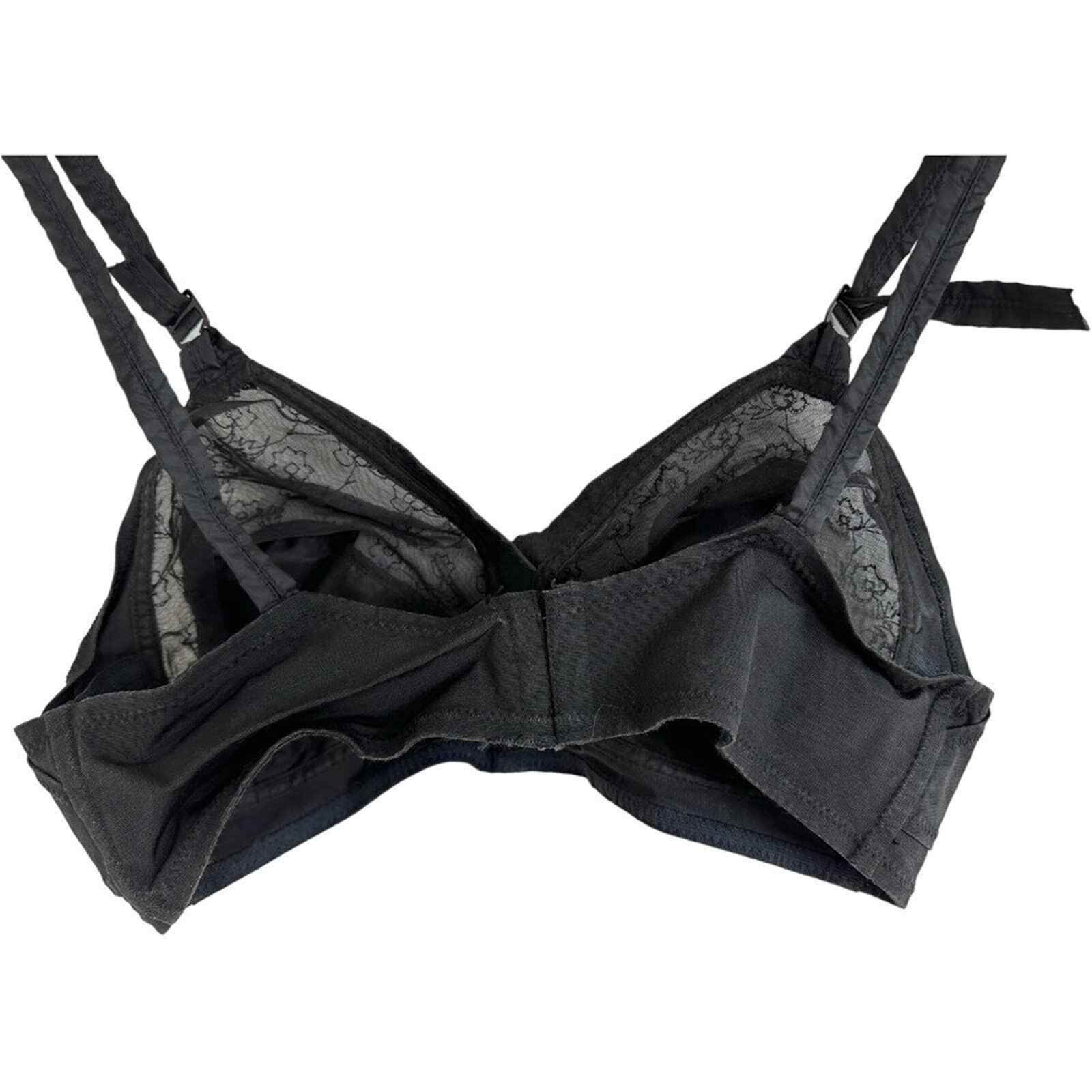 Vintage 60's Playtex Living Black Bra Style 161 Embro… - Gem