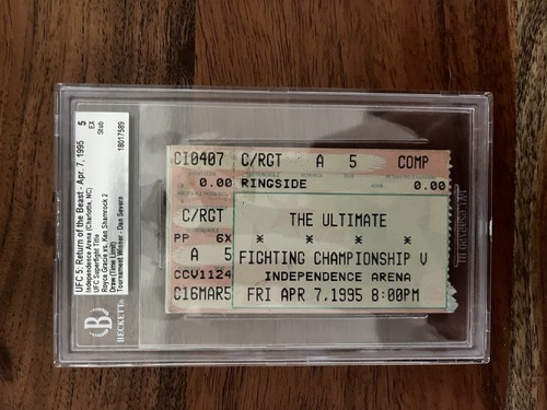 Rare Vintage UFC 5 Ticket Stub Graded by Beckett - April 7, 1995. 1 Of ...