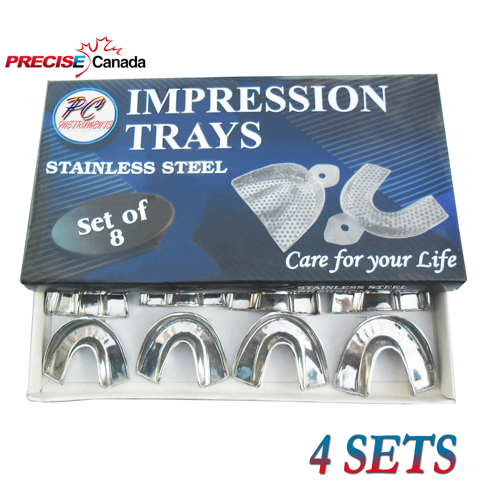 4 SET OF STAINLESS STEEL EDENTULOUS IMPRESSION TRAYS SOLID 8 PCS | eBay