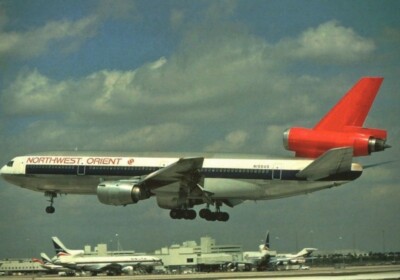 Northwest Orient Airlines DC-10 N156US @ Miami 1978 - postcard | eBay