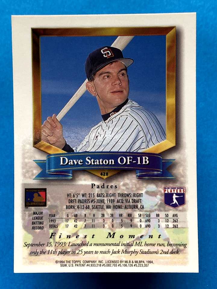 1994 Topps Finest Dave Staton #428 | eBay
