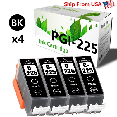 (4PK,Black) PGI225 PGI-225 Ink Cartridge for Pixma MG5100 MX710 MG6120 ...
