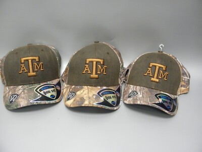 THREE TEXAS ATM AGGIES REALTREE CAMO CAPS HATS ONE-FIT M-FIT ONE SIZE ...