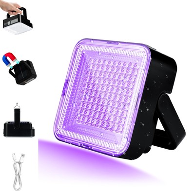 Rechargeable UV Black Light, 60W 5000mAh Dimmable UV Light, 100 LED ...