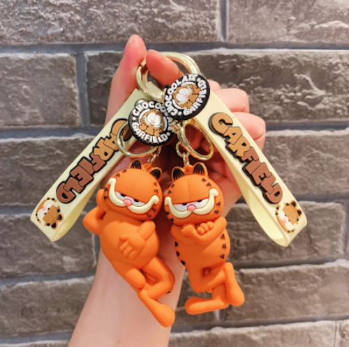 Novelty Gift 3D Rubber Garfield Keyring Keychain with Wristlet ...