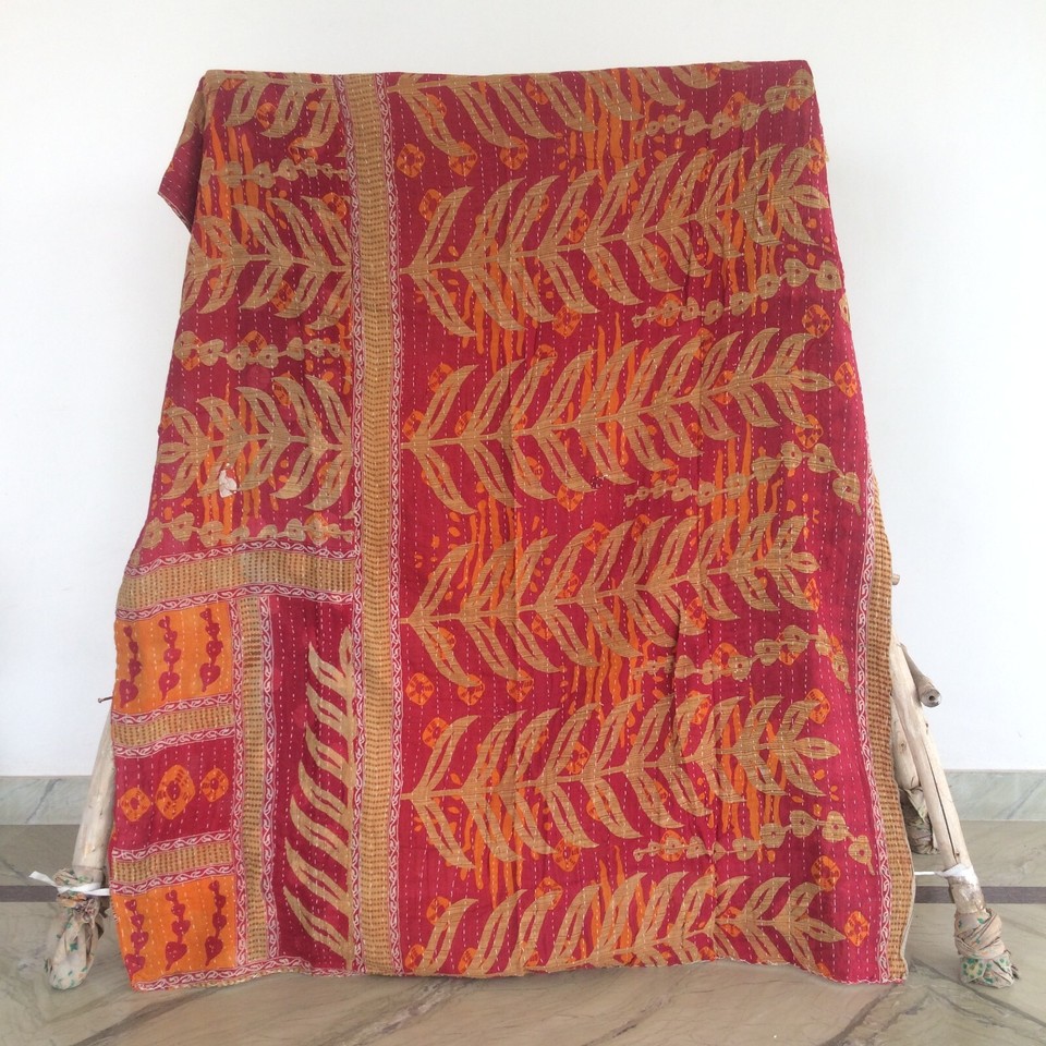 Vintage Kantha Quilt Throw Gudri Bedspread Wholesale Blanket Reversible ...