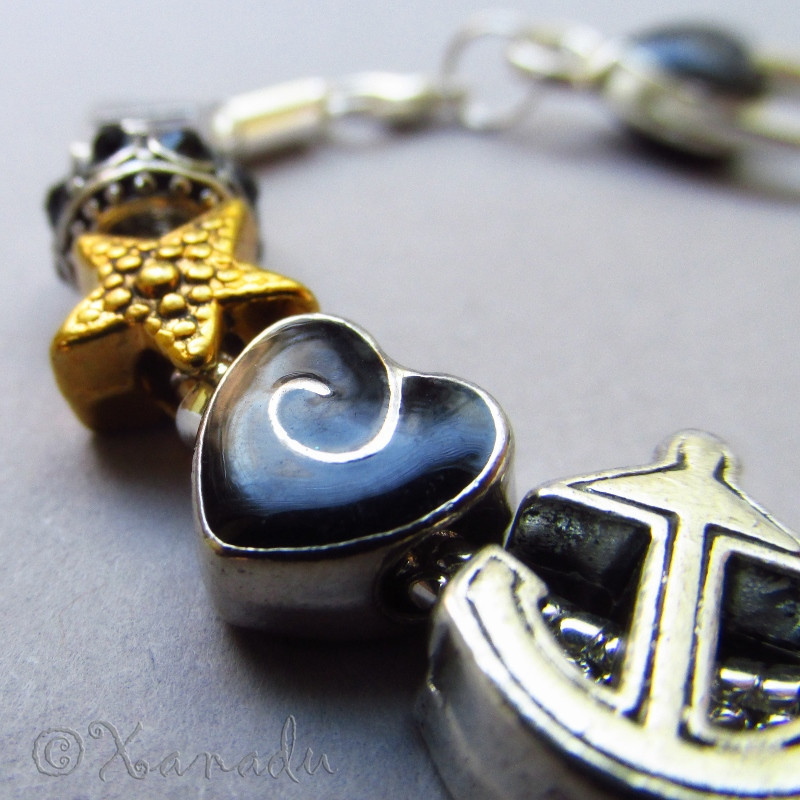 Vanderbilt University European Charm Bracelet With Black And Gold Beads ...