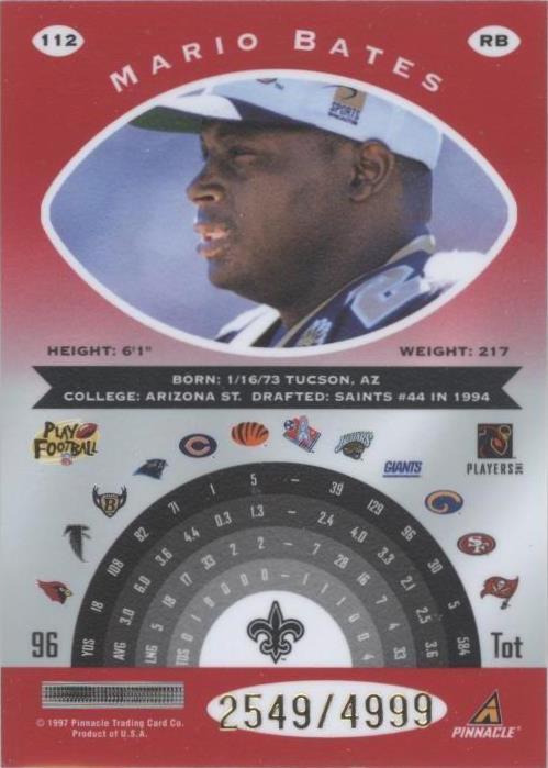 1997 Pinnacle Totally Certified Mario Bates #112 for sale | eBay