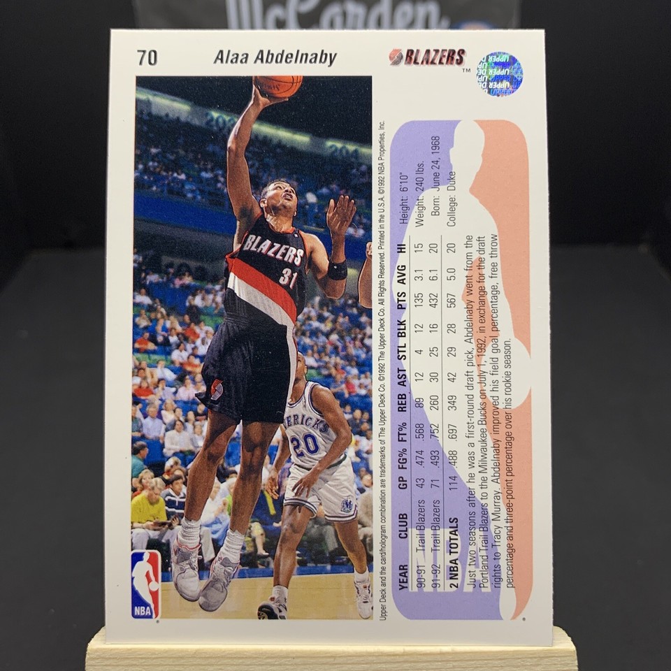 1992-93 Upper Deck Alaa Abdelnaby #70 Portland Trail Blazers | eBay