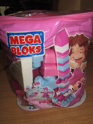 Girls Toddlers Mega Bloks First Building Blocks Pink 80 Pieces Zip ...