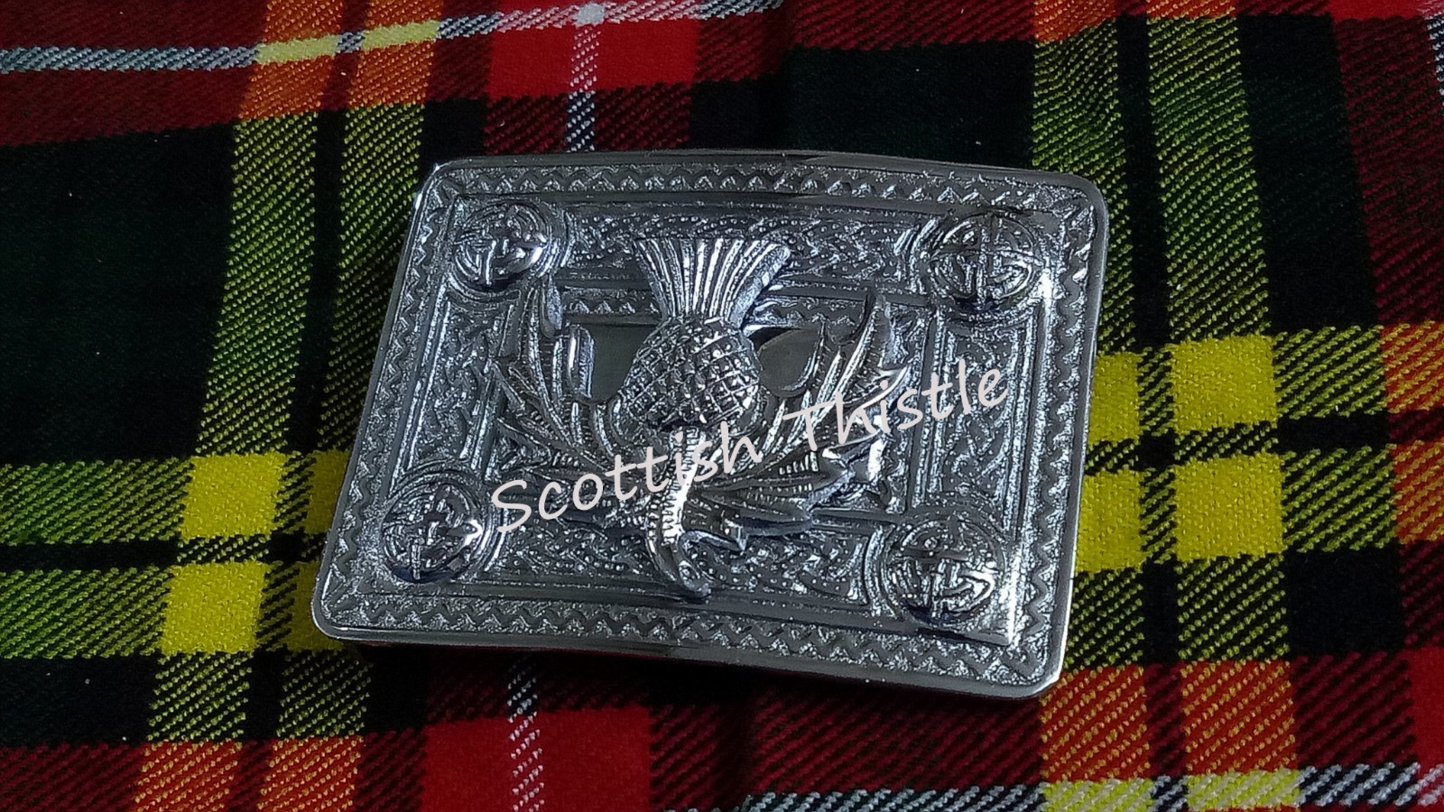 Scottish Kilt Belt Buckle Thistle Crest Chrome Finish Highland Buckles ...