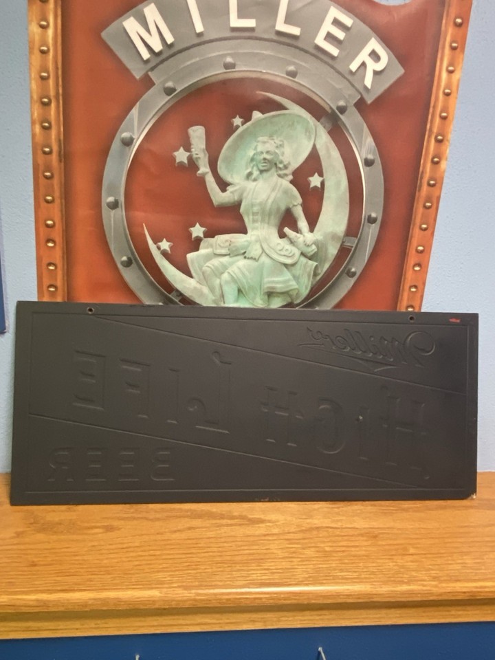 Miller Beer Sign Rare Miller High Life Brewing Reverse On glass Sign ...