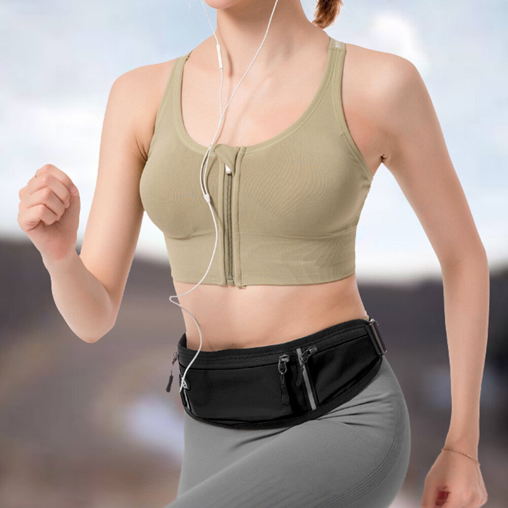 Men Women Sports Mini Waist Bag Invisible Cell Phone Fanny Pack (Black ...