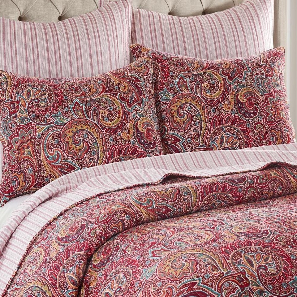 Levtex Home Kimpton Multi-Color Paisley Reversible Cotton King Quilt ...