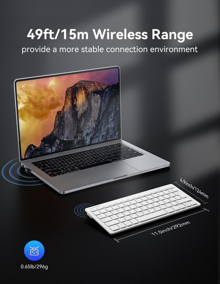 TECKNET 2.4G Wireless Keyboard For Windows/Chrome OS, UK Layout white ...