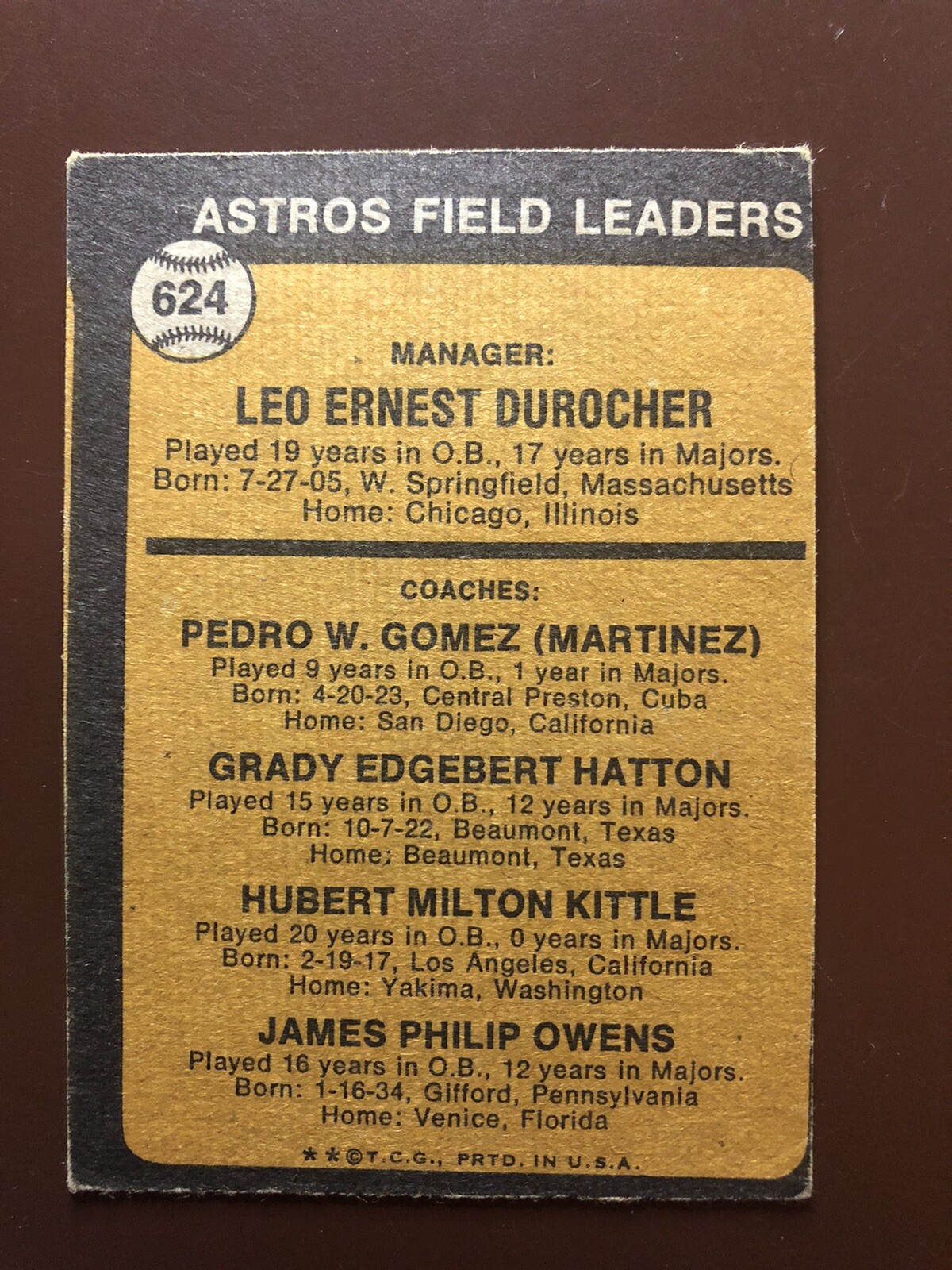 1973+Topps+-+High+%23+%23624+Grady+Hatton%2C+Leo+Durocher%2C+Jim+Owens+ ...