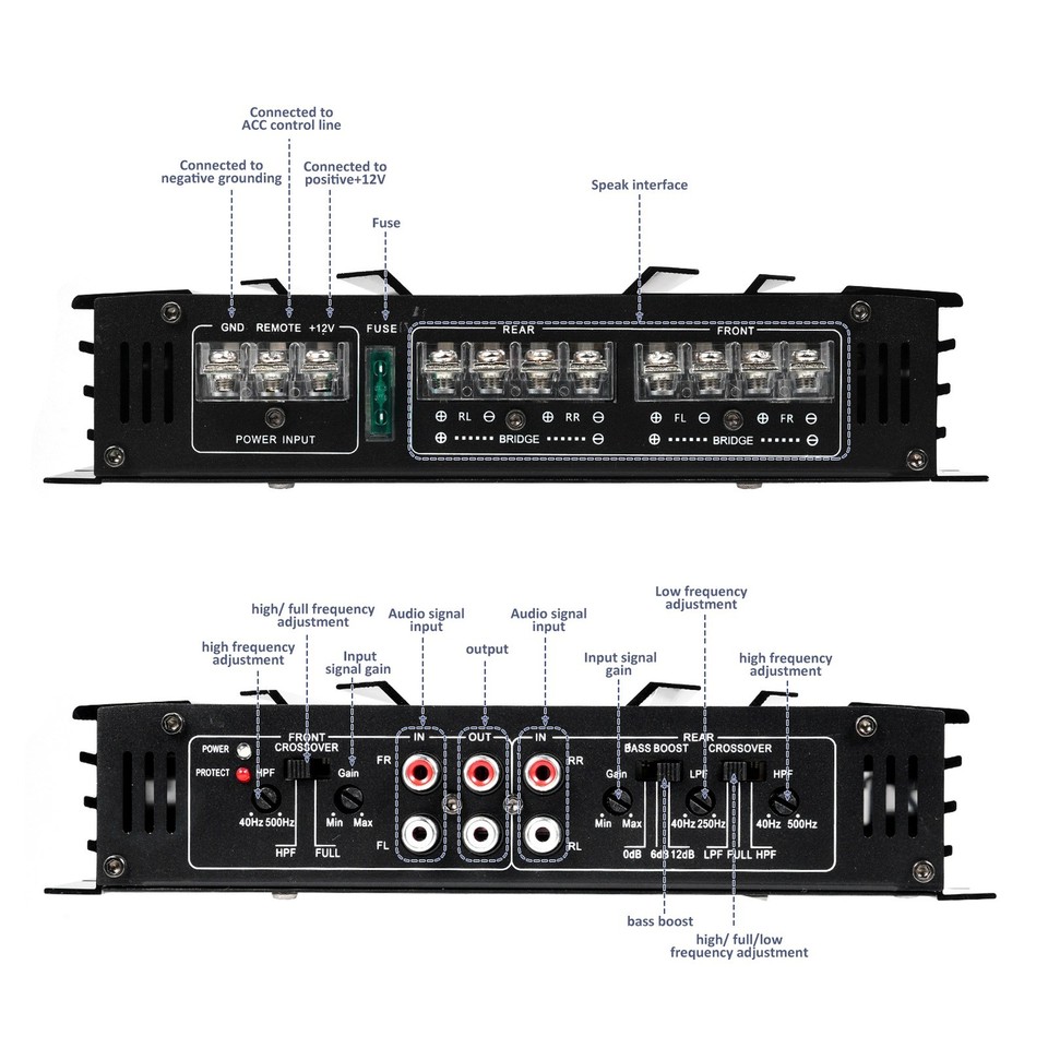 Car Amplifier Stereo 4-Channel Audio Speaker Amp System Device 5800W ...