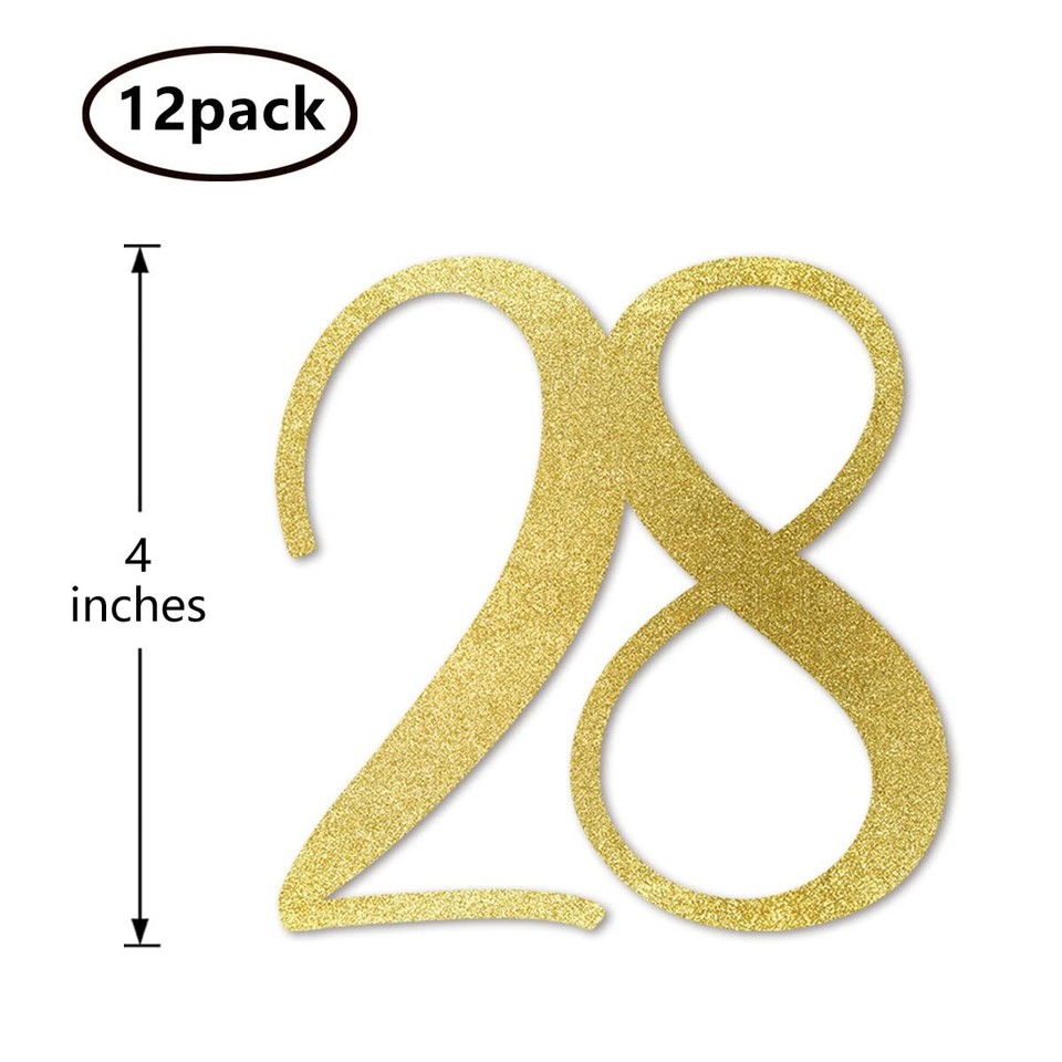 Gold Glitter 28th Birthday Cut-Out Numbers Party Anniversary ...