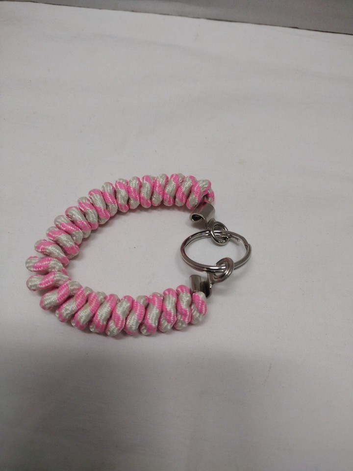 Spiral Paracord Wrist Keychain Pink/White PWS#1 | eBay