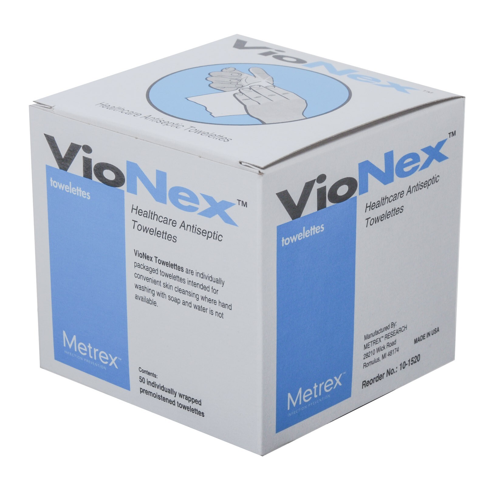 *100-Pieces* Metrex VioNex Antiseptic Hand Premoistened Towelettes 10 ...