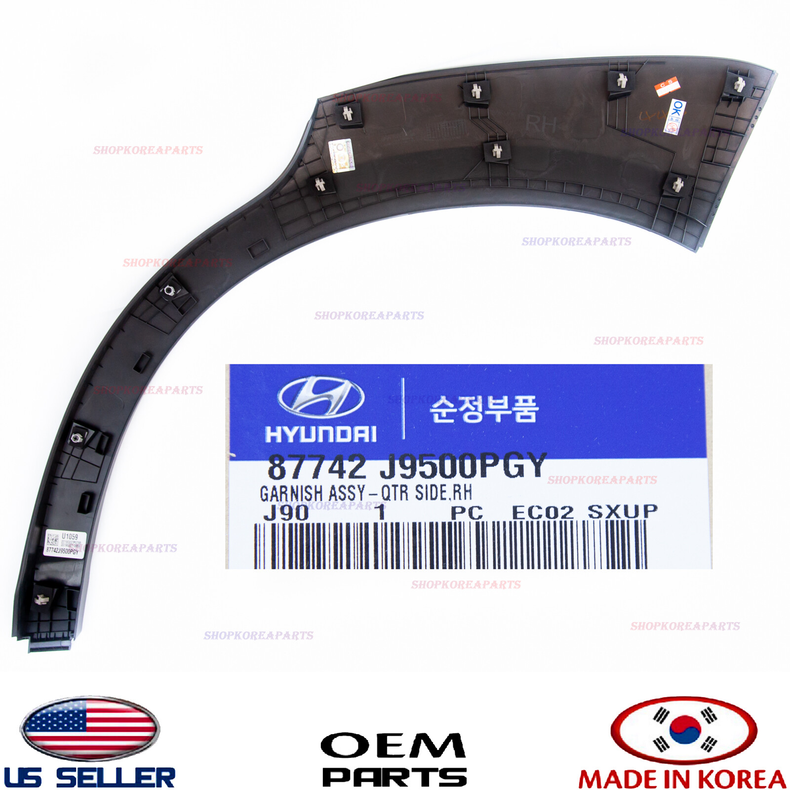 Genuine Rear Fender Wheel Molding RIGHT Passenger Side OEM Hyundai KONA ...