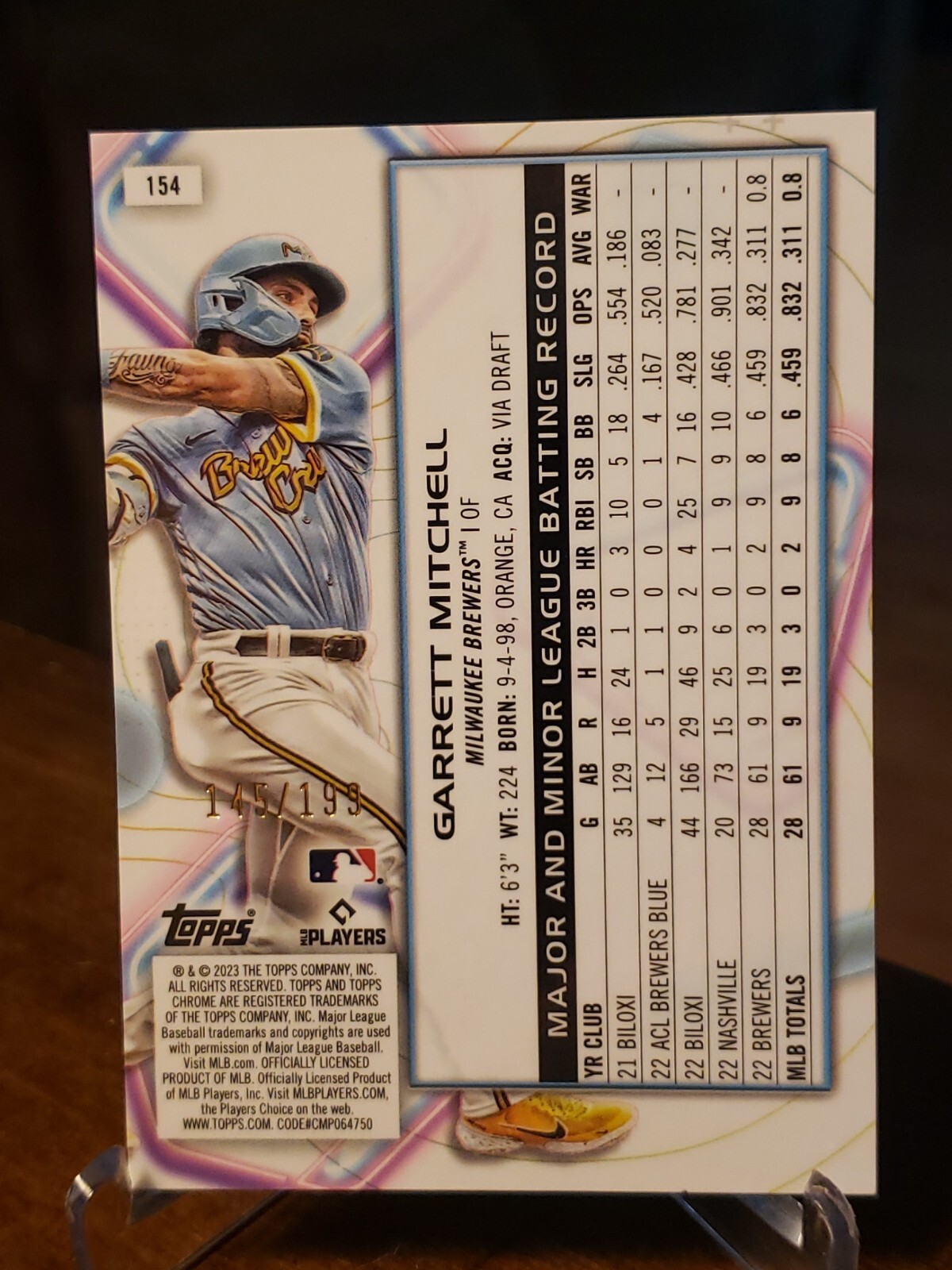 2023 TOPPS CHROME COSMIC RC GARRETT MITCHELL RC MILWAUKEE BREWERS #154 ...