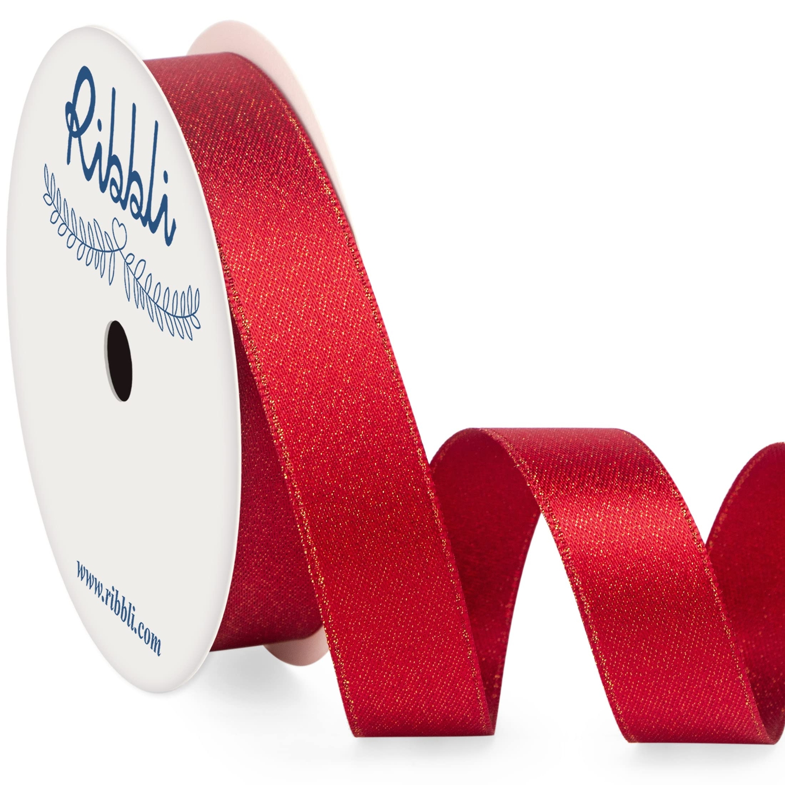 Red Ribbon Double Faced Purl RibbonLuxury Glitter Ribbon5/8 Inch x 10 ...