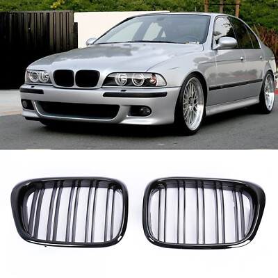 Pair Gloss Black Kidney Grille Grill Cover For BMW E39 5 Series E39 M5 ...