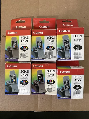 Canon Ink Cartridge Bundle 2 - BCI-21 Black & 4 - BCI-21 Color 6 Total ...
