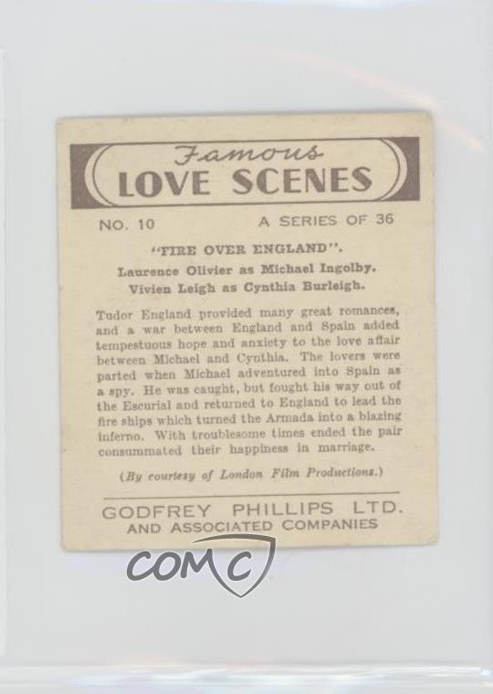 1939 Godfrey Phillips Famous Love Scenes Laurence Olivier Vivian Leigh ...