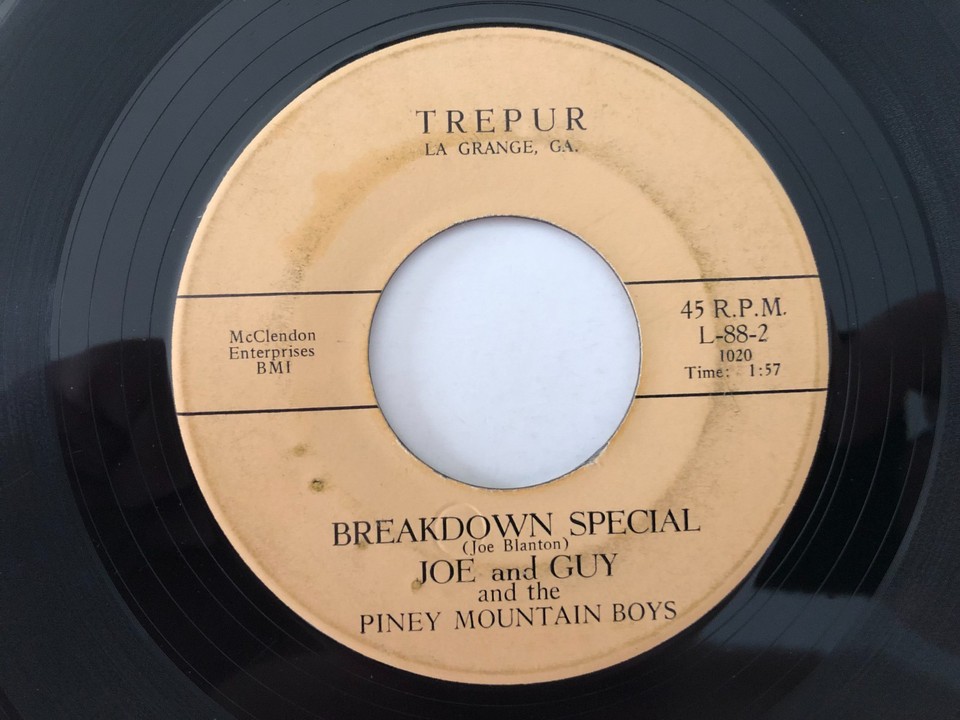 Georgia Bluegrass 45 JOE & GUY Joe's Boogie/Breakdown Special TREPUR ...