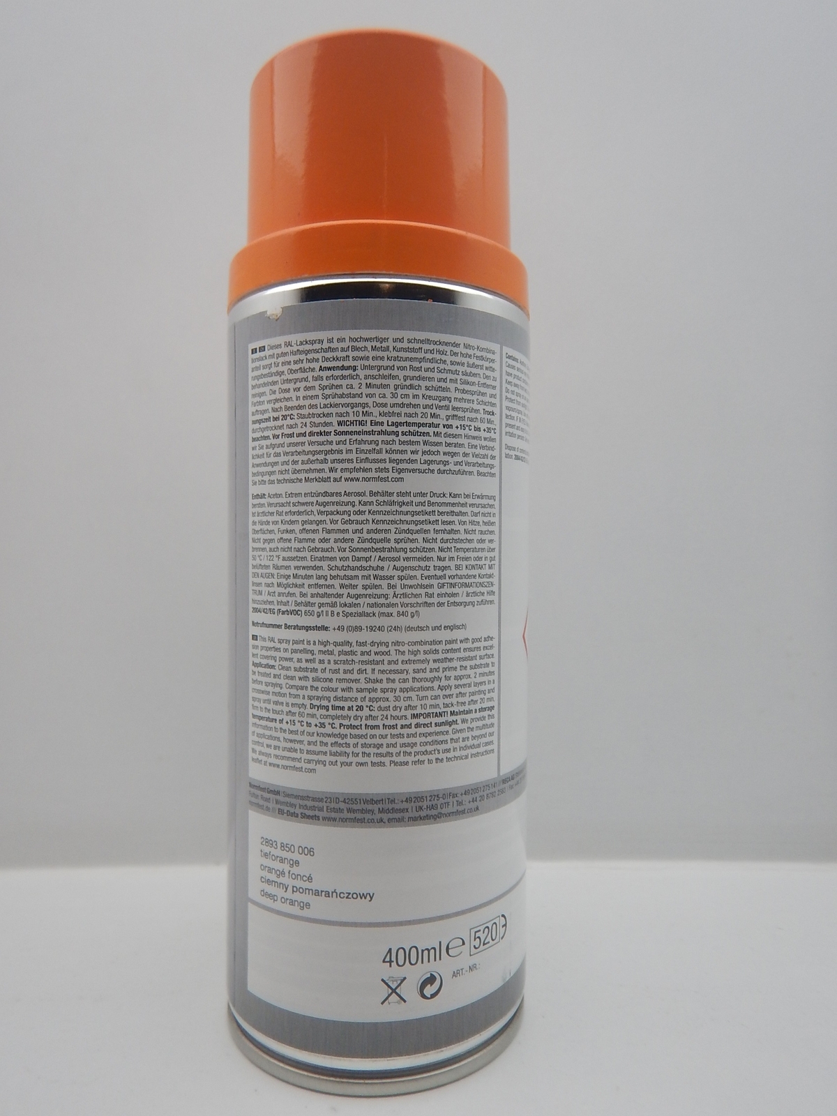 6x TIEFORANGE ORANGE RAL 2011 LACK LACKSPRAY SPRAY SPRAYDOSE 400ML ...