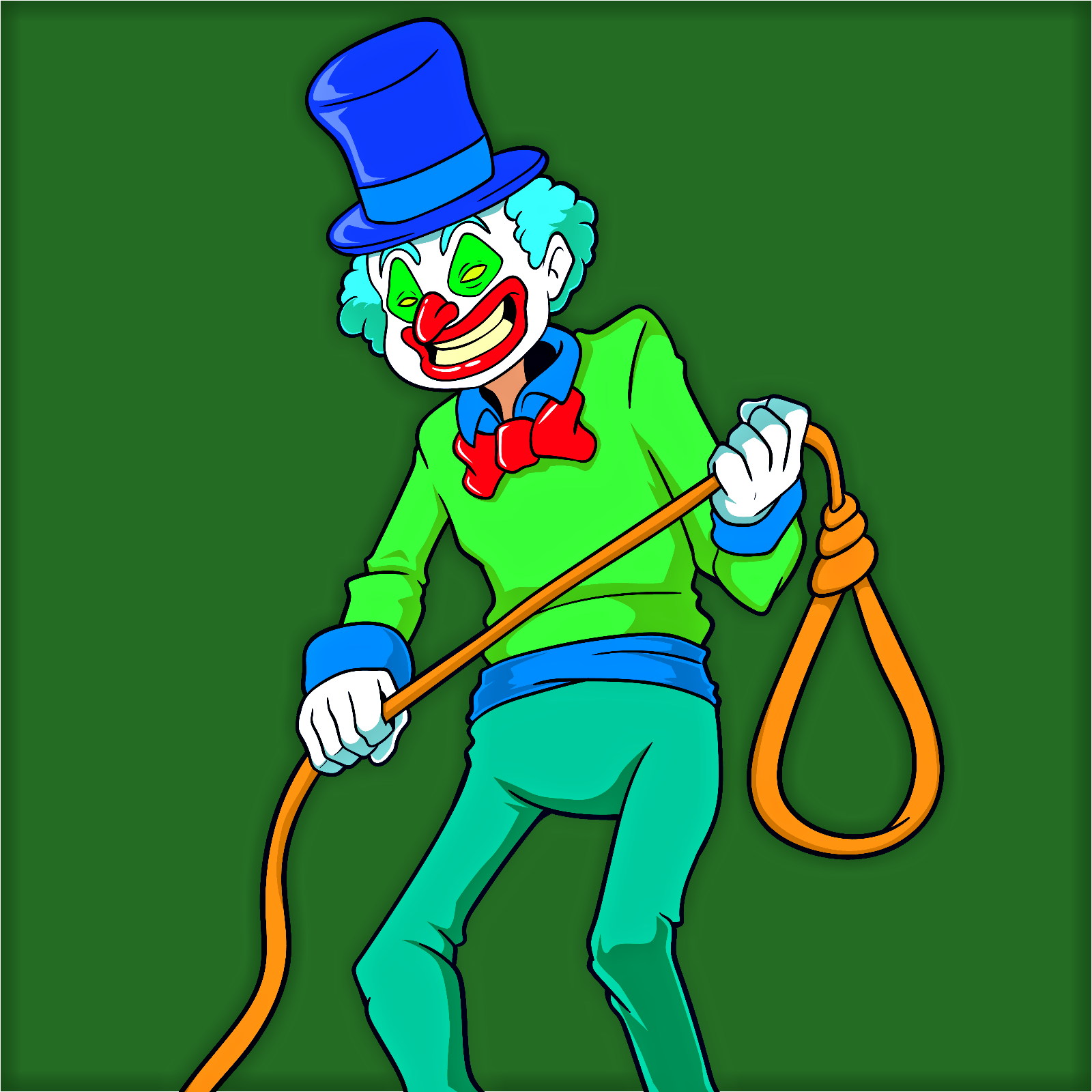 1 of 1 - NFT - MURDER CLOWNS Jamba Noose on a Hunter Green Tile Circus ...