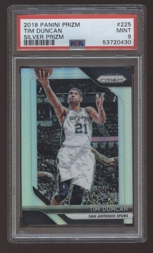 2018-19 Panini Prizm Tim Duncan Silver San Antonio Spurs HOF PSA 9 Mint ...