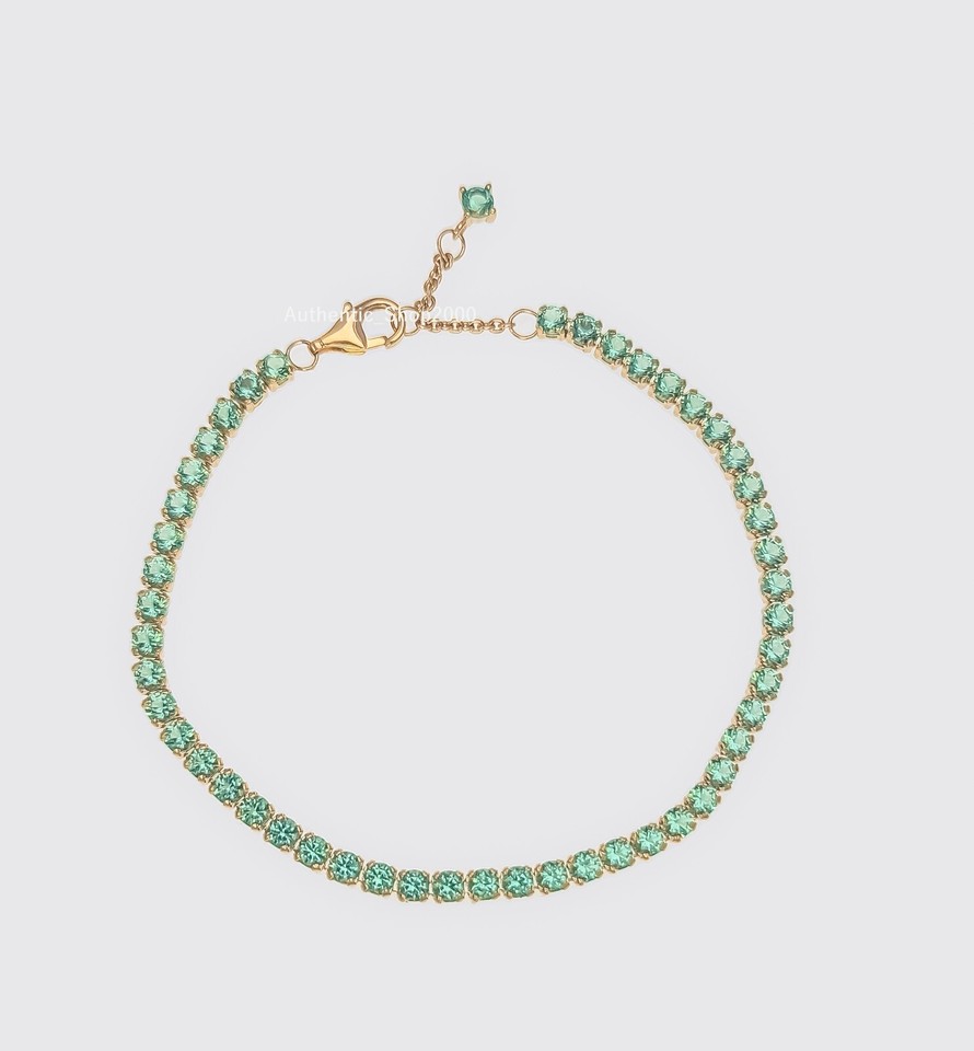NEW 100% Authentic PANDORA 14k Gold P Sparkling Green Tennis Bracelet ...