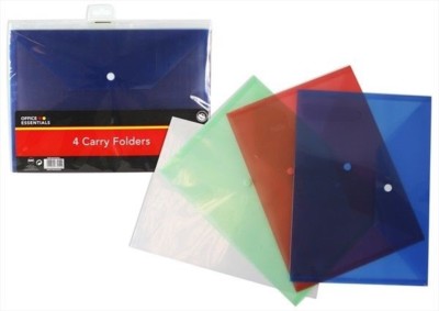 A4 PLASTIC DOCUMENT WALLETS FOLDER FILES ASSORTED COLOURS PACK OF 4 ...