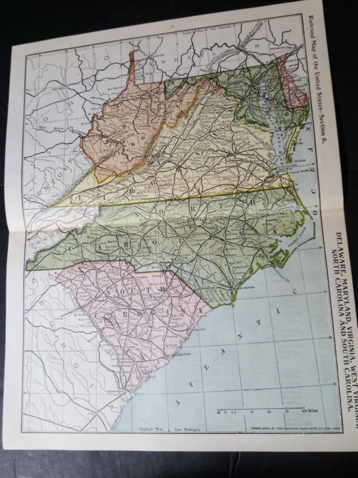 original 1896 railroad map WEST VIRGINIA NC SC MARYLAND all train ...