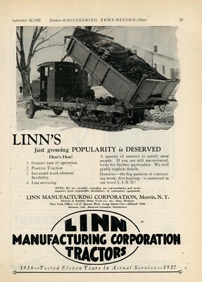 1927 Linn Manufacturing Ad: Linn Tractor - Coal Hauler Dump Truck ...