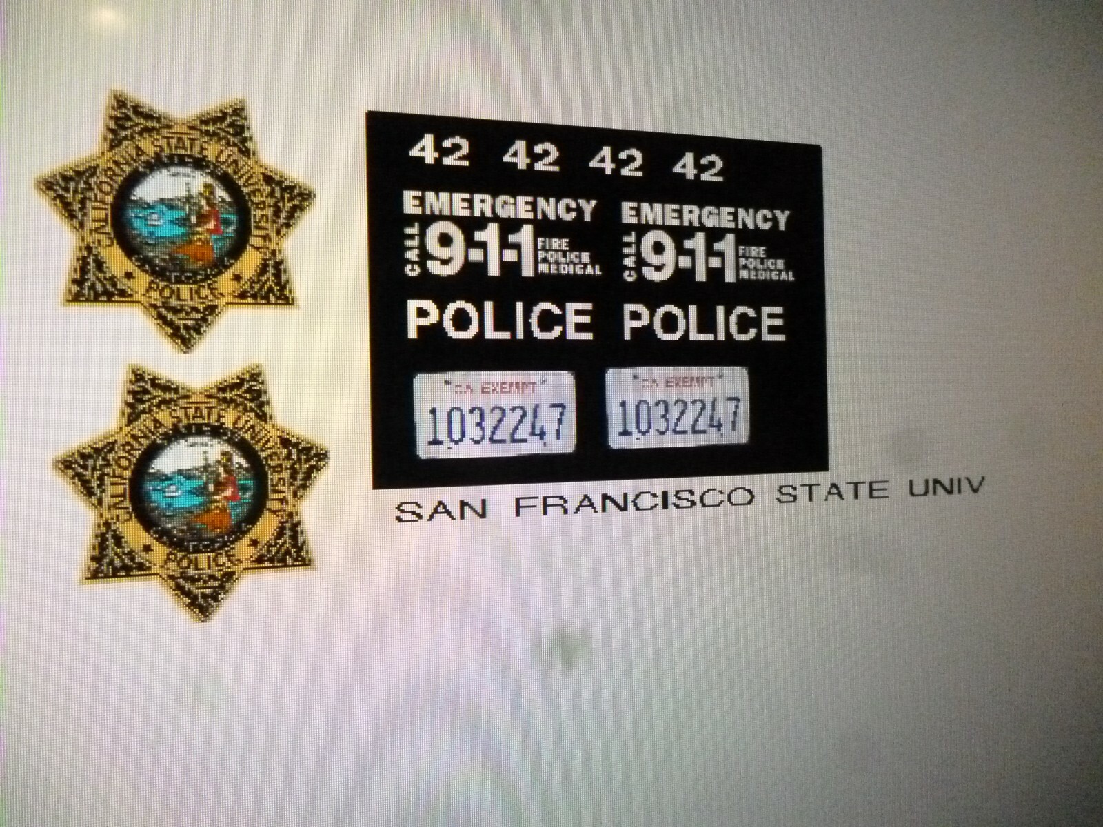 San Francisco State University Police Patrol Car Decals 1:24 | eBay