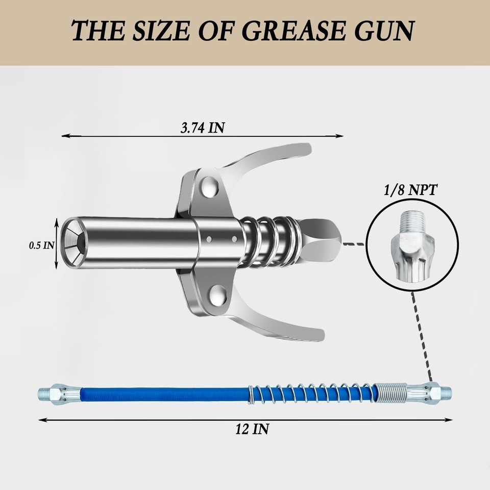 Grease Gun Tip, Includes 2PCS Grease Gun Coupler, 1PC Grease Gun Tube ...