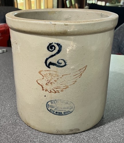 Antique Red Wing Stoneware Crock 2 Gallon 1930s Standard Oval Farmhouse ...