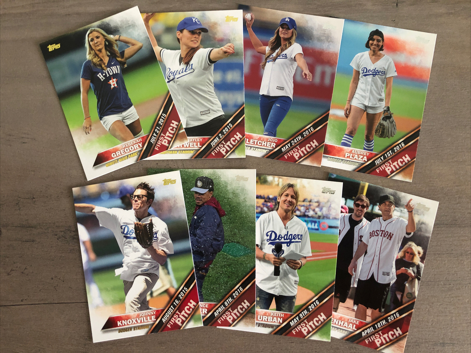 2016 Topps FIRST PITCH Insert Cards. Various Celebrities Throwing First ...