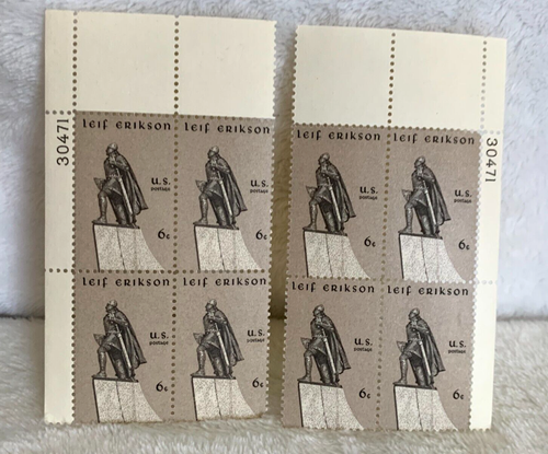 1968 US Stamp Leif Erikson Explorer 2 Plate Block Of 4 6c Scott #1359 ...