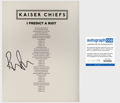 RICKY WILSON SIGNED KAISER CHIEFS I PREDICT A RIOT LYRIC SHEET w/PROOF ...