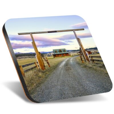 1x Square Coaster 12cm Ranch Farm USA America #51848 | eBay
