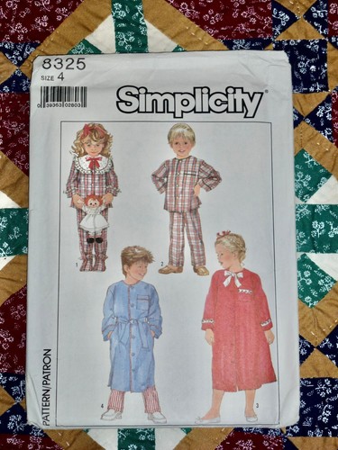 UC VTG SIMPLICITY PATTERN #8325 GIRLS & BOY PAJAMAS & ROBES - SZ 4 | eBay