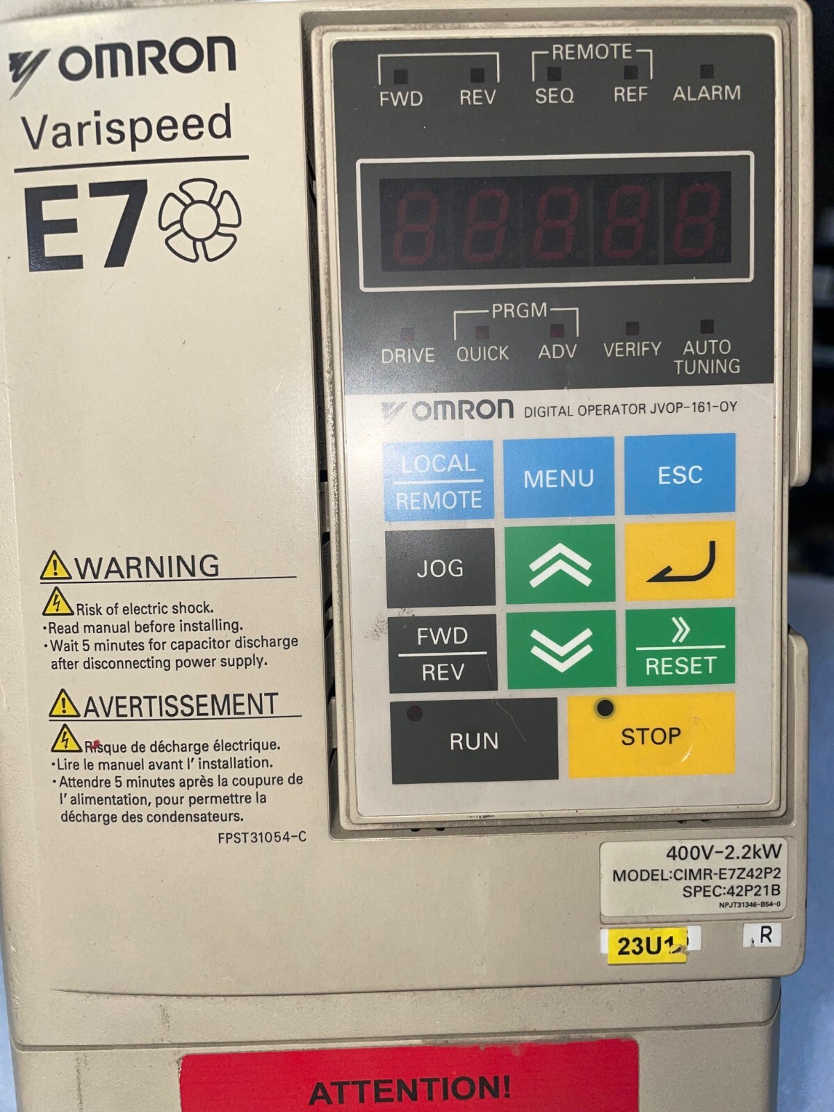 Omron Yaskawa Varispeed E7 3ph AC Drive CIMR-E7Z42P2 7.6A 4.0KVA | eBay