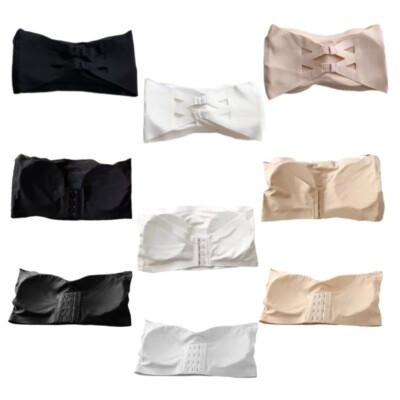 Women s Seamless Bandeau Crop Tube Top Bras Strapless Padded Bralettes ...